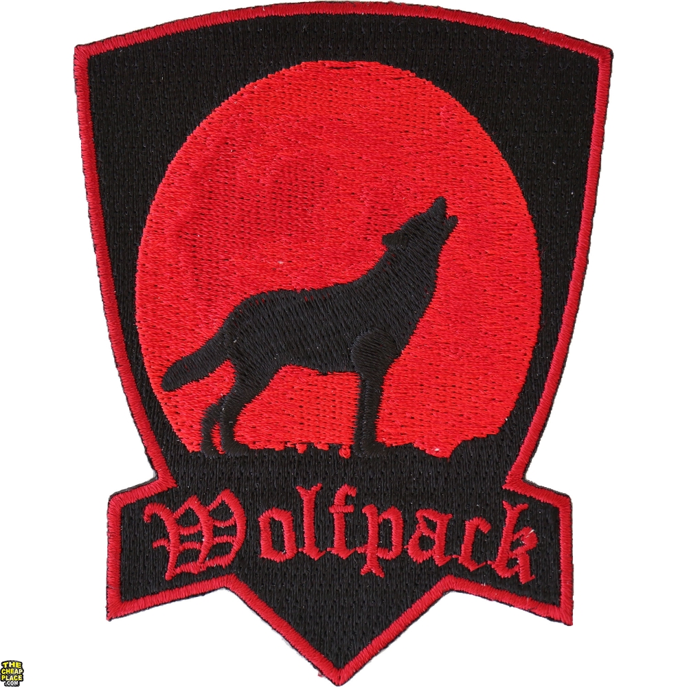 Wolfpack Patch In Red With Howling Moon | Wolf Patches -TheCheapPlace