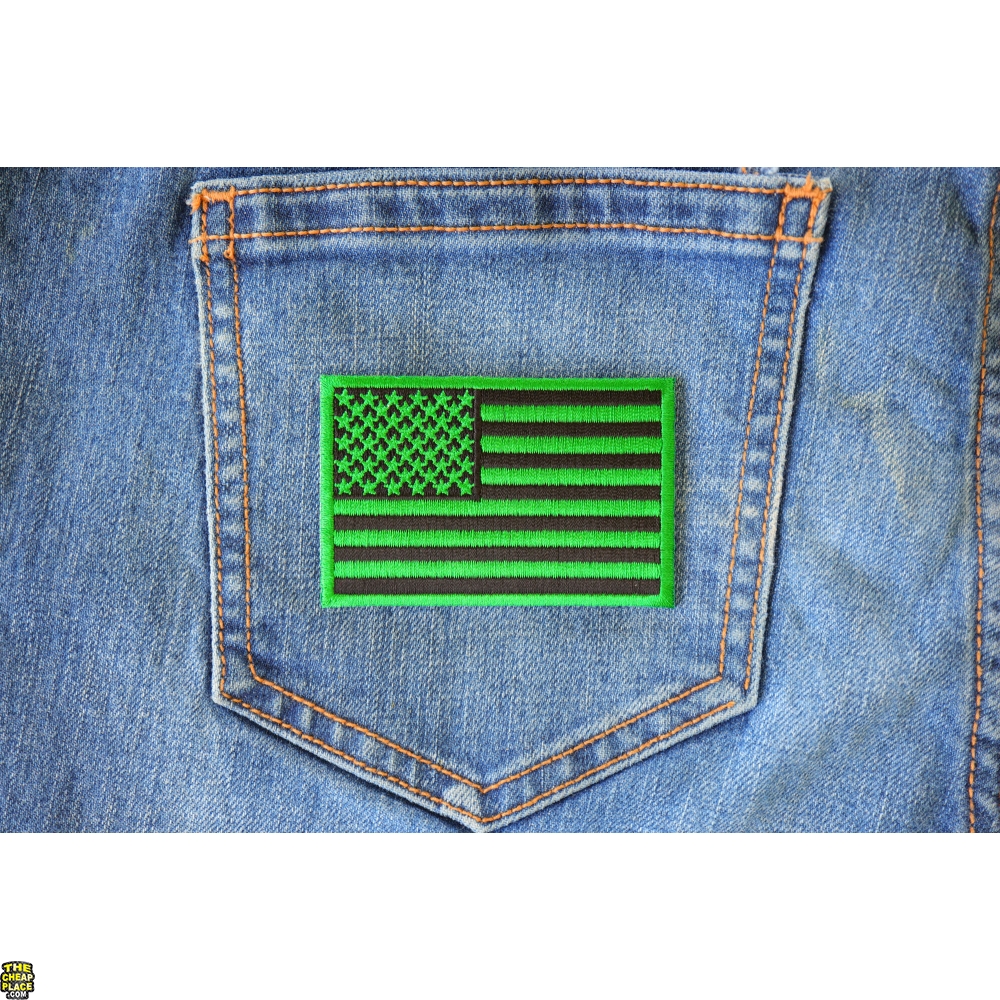 Kelly Green American Flag Patch - TheCheapPlace