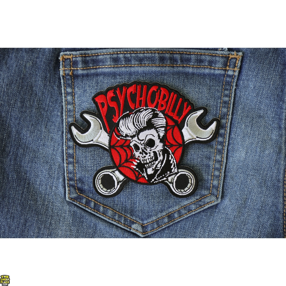 Psychobilly Skull and Wrenches Patch - TheCheapPlace