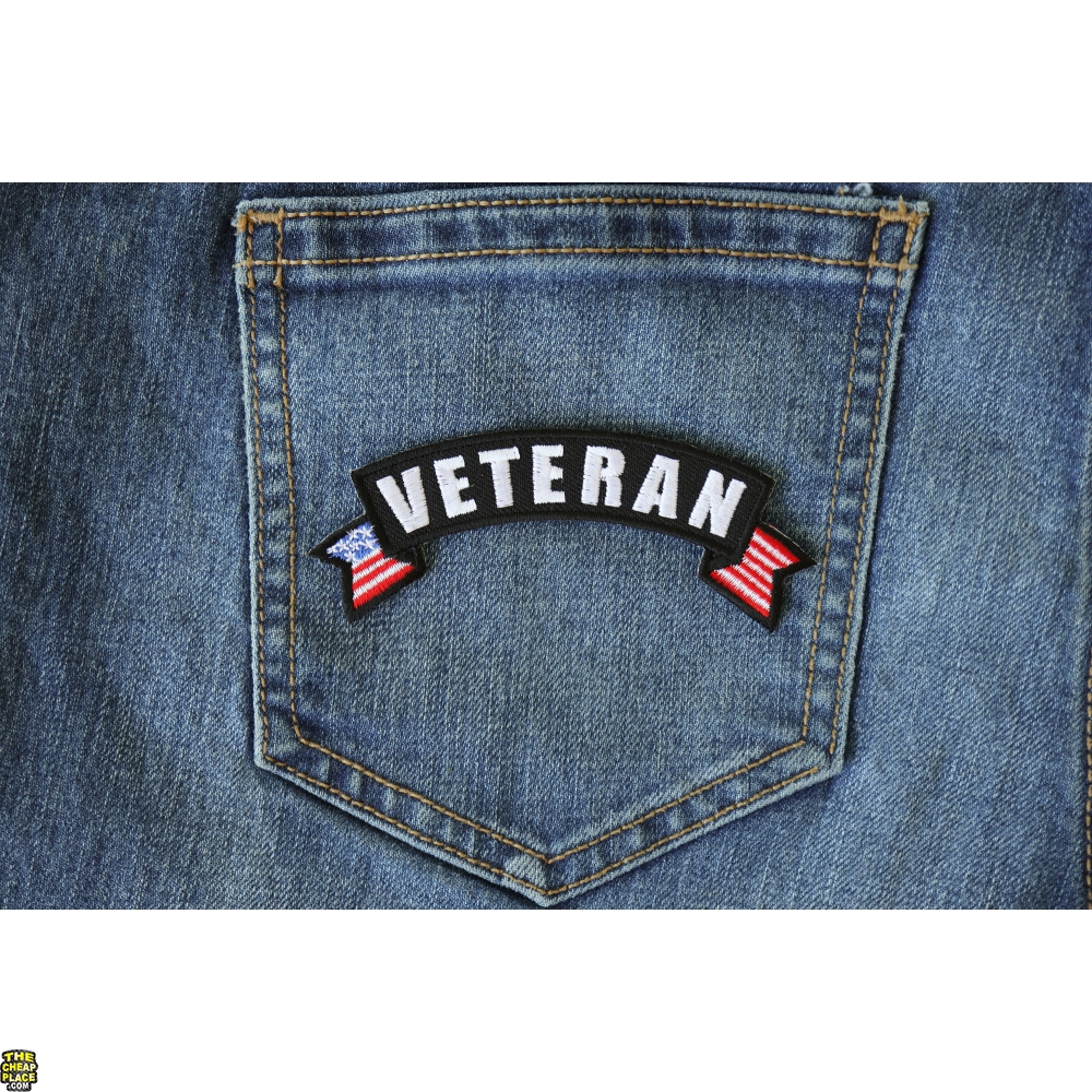 Veteran Upper Rocker with US Flag Small Patch - TheCheapPlace