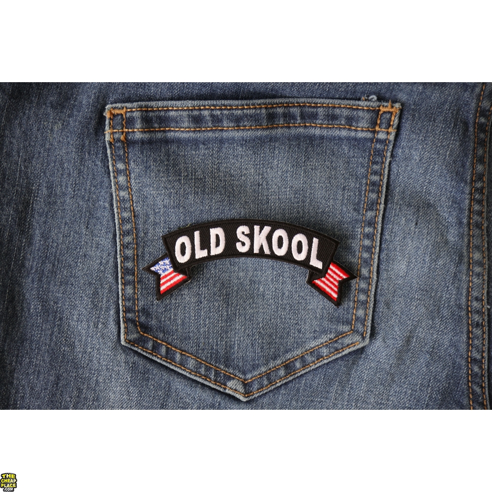 Old Skool Small US Flag Rocker Biker Patch - TheCheapPlace