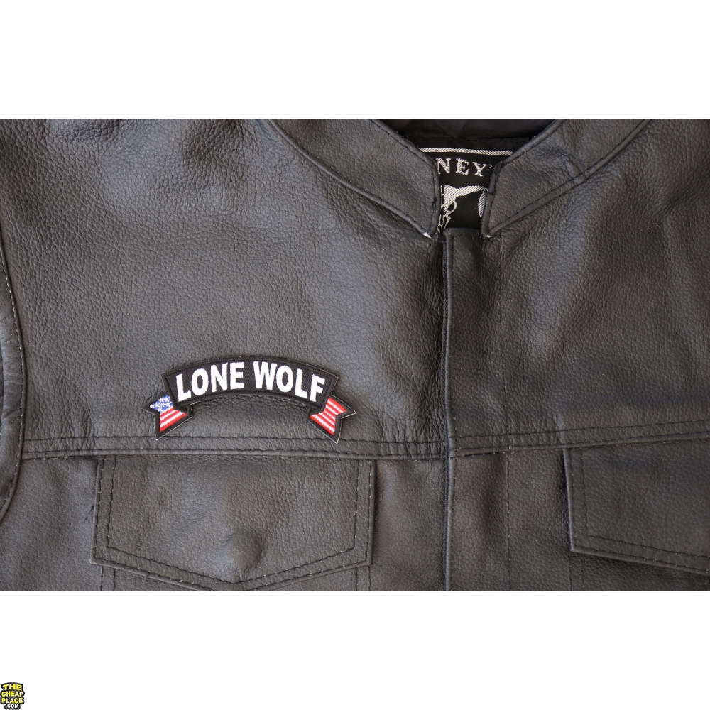 Lone Wolf Small Flag Rocker Patch - TheCheapPlace