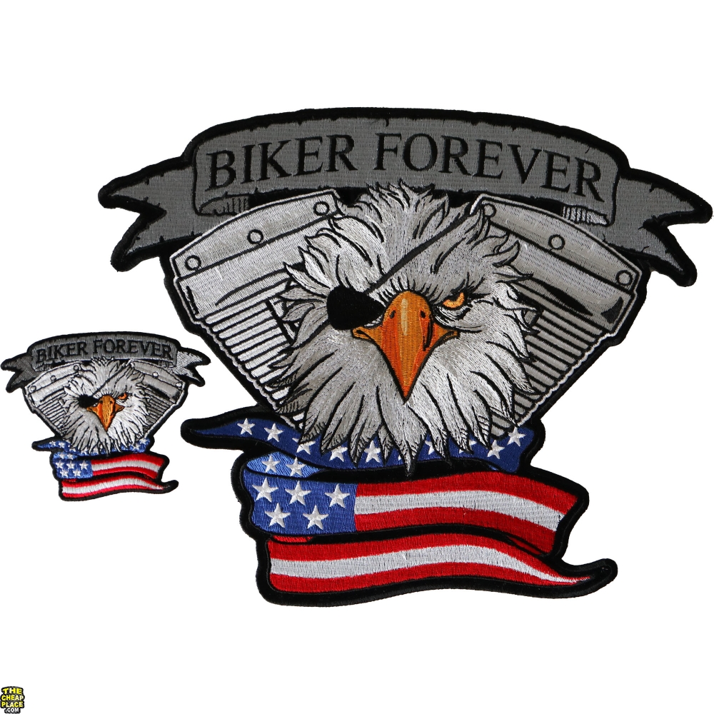 Biker Forever Eagle Patches Set of Large and Small - TheCheapPlace