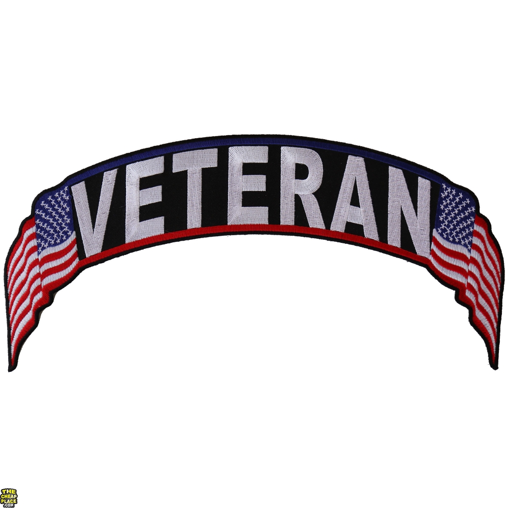 Veteran US Flag Rocker Patch | Large Military Rockers -TheCheapPlace
