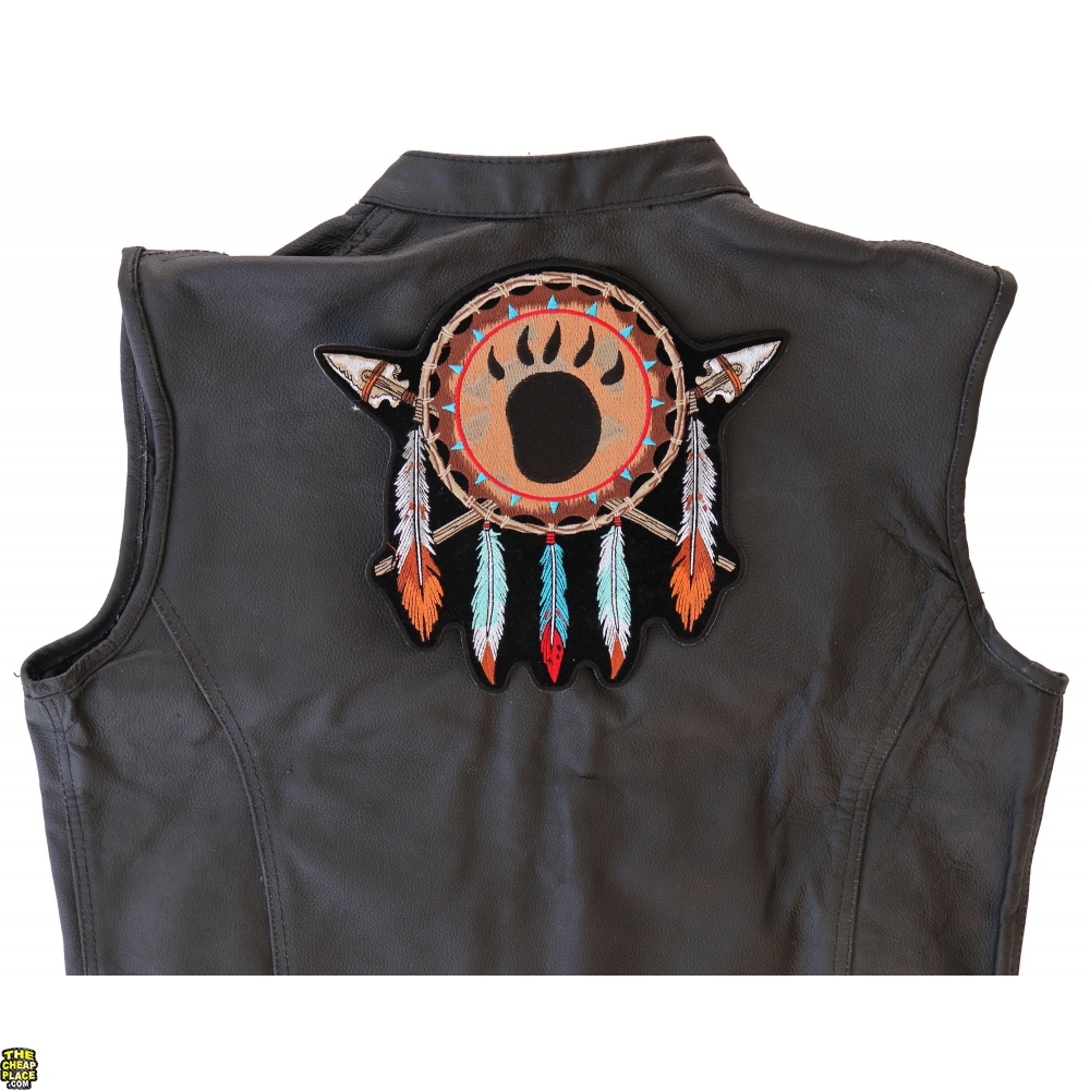 Native American Feathers, Arrow Heads, Paw Print Design Large Back ...