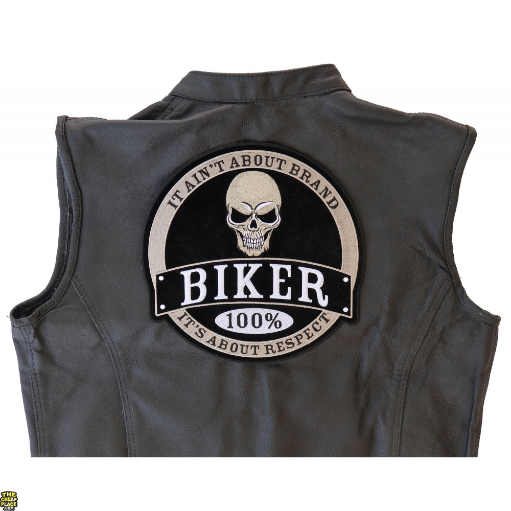 100% Biker Skull Embroidered Iron on Patch - TheCheapPlace