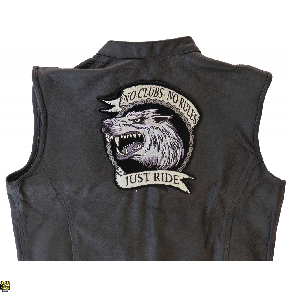 No Clubs No Rules Just Ride Wolf Embroidered Iron on Biker Back Patch ...