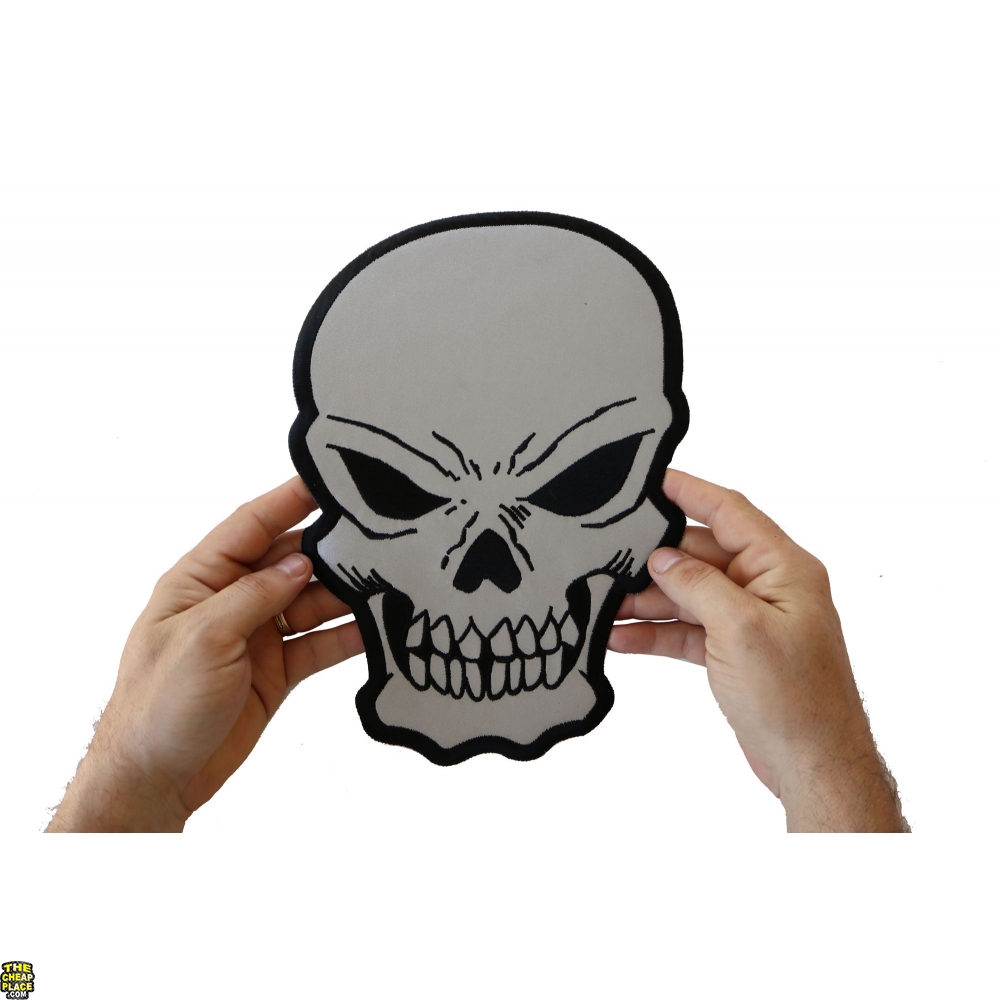 Reflective Skull Embroidered Iron on Patch - TheCheapPlace