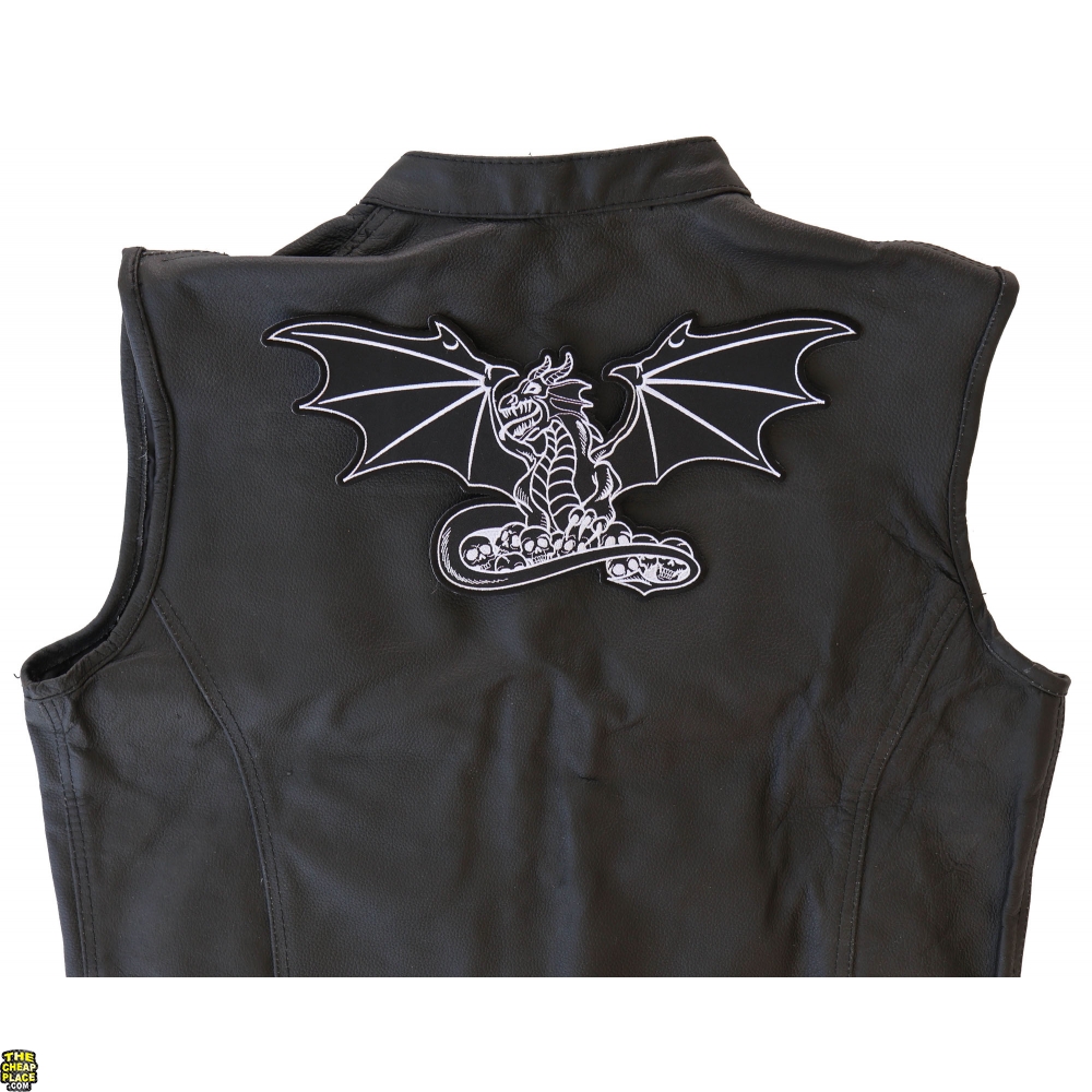 Black Dragon Skulls Embroidered Iron on Patch - TheCheapPlace