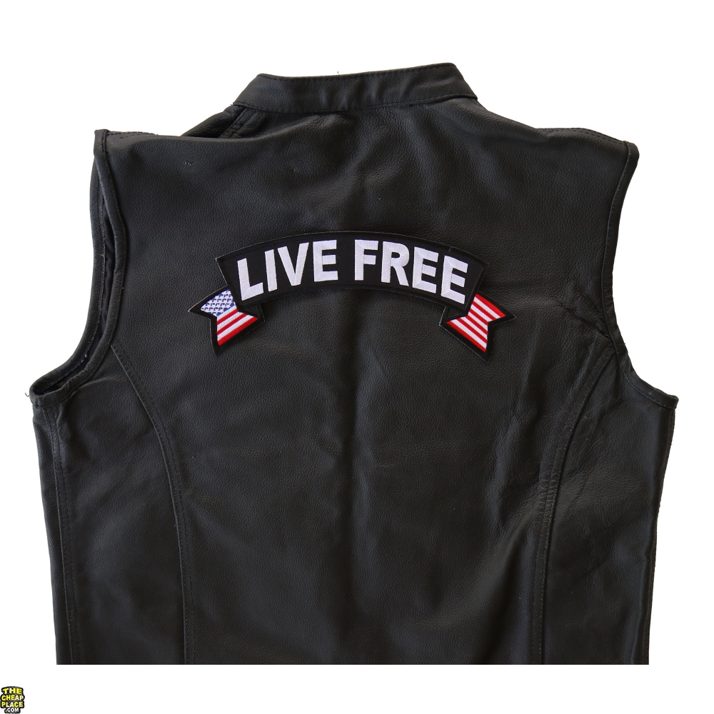 Live Free Large Flag Biker Rocker Back Patch - TheCheapPlace