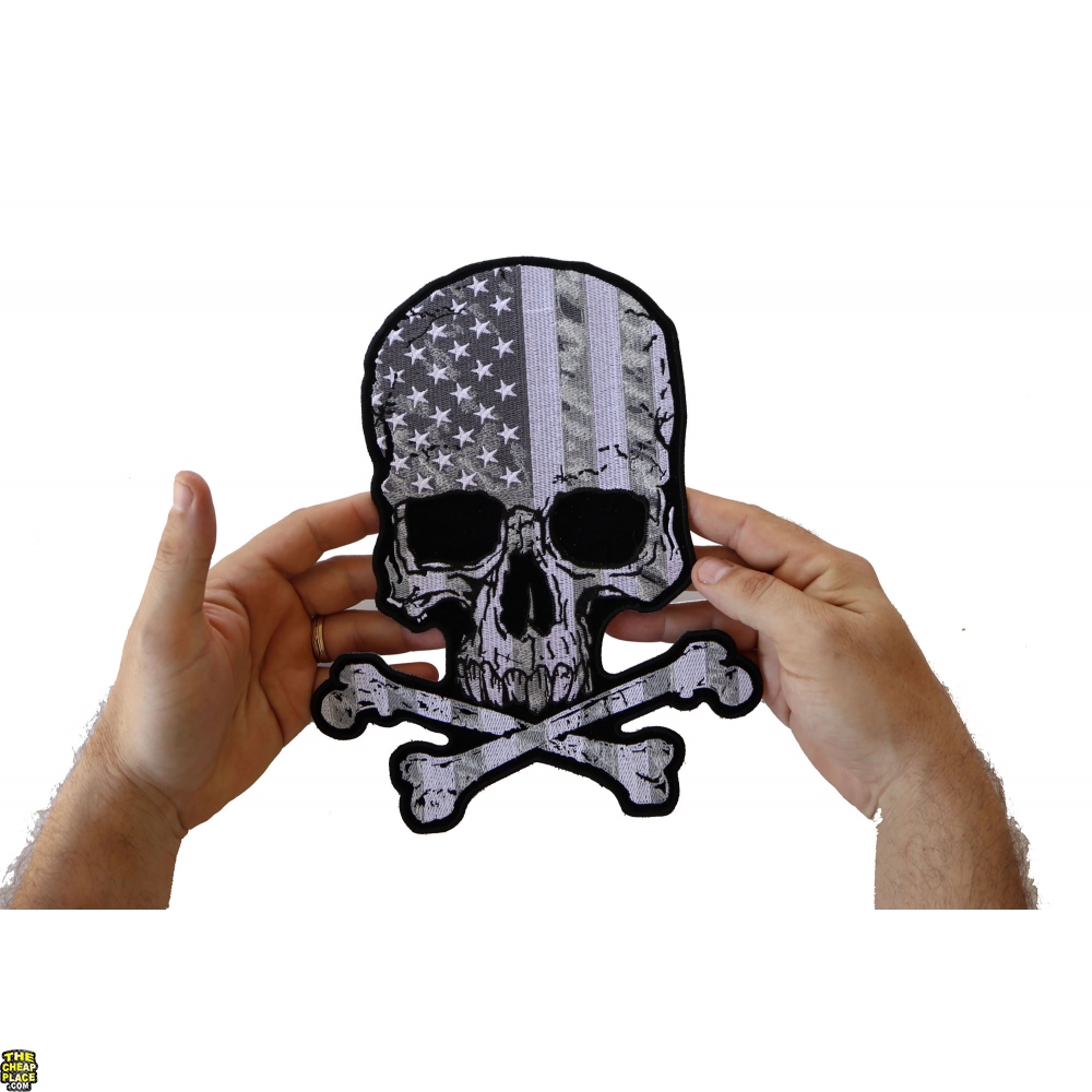 Subdued American Flag Skull Back Patch - TheCheapPlace