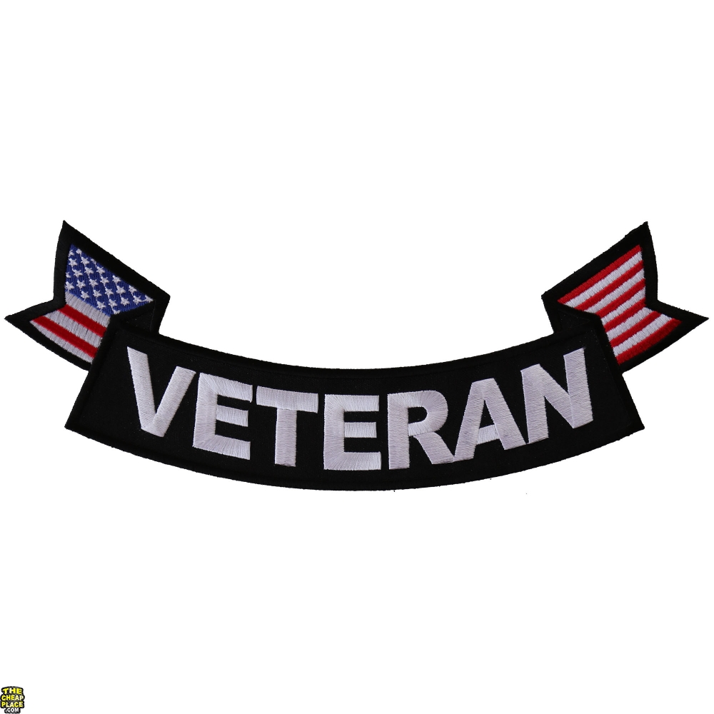 Veteran Bottom Rocker With Flags Patch | Large Military Rockers ...