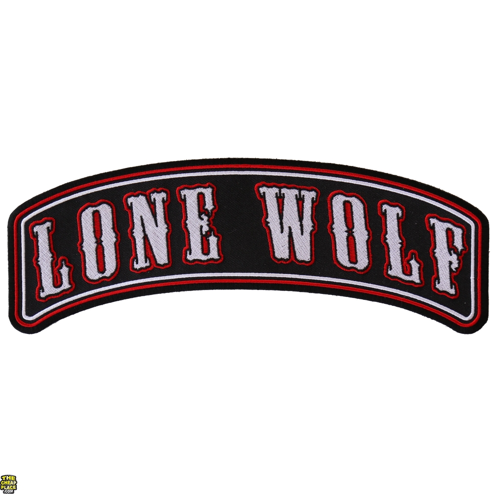 Large Lone Wolf Rocker Patch | Upper Back Patches -TheCheapPlace