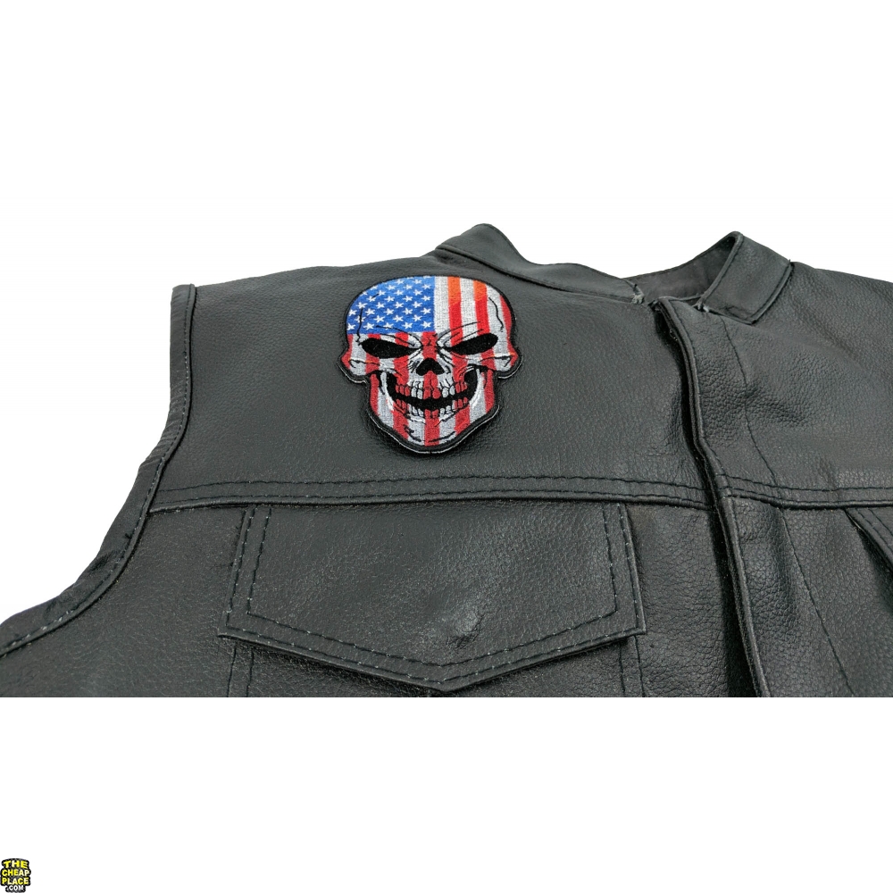 American Flag Small Skull Patch - TheCheapPlace