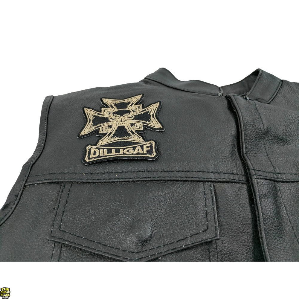 Dilligaf Skull Biker Patch | Dilligaf Patches -TheCheapPlace