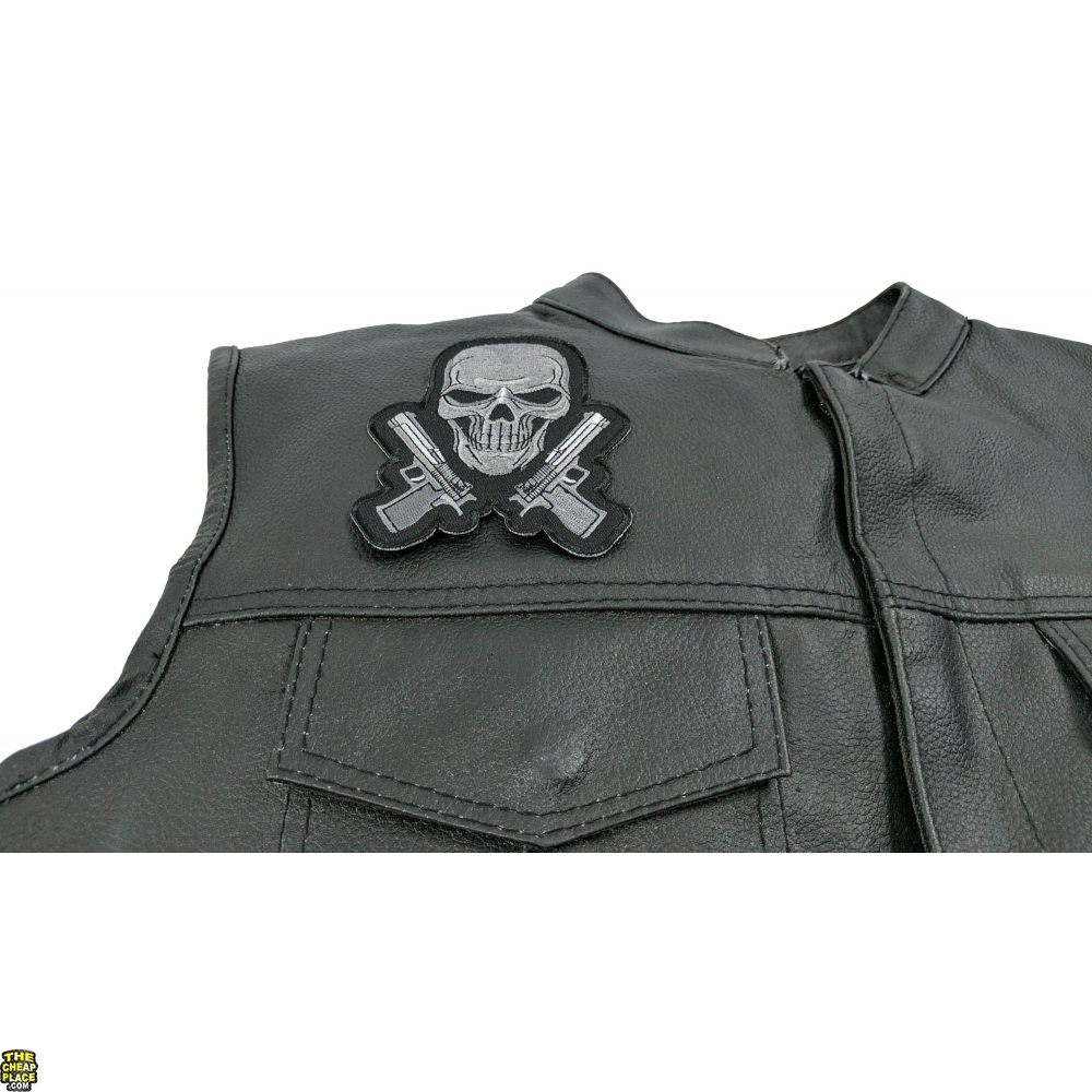 Guns and Skull Chrome Patch | Skull Patches -TheCheapPlace