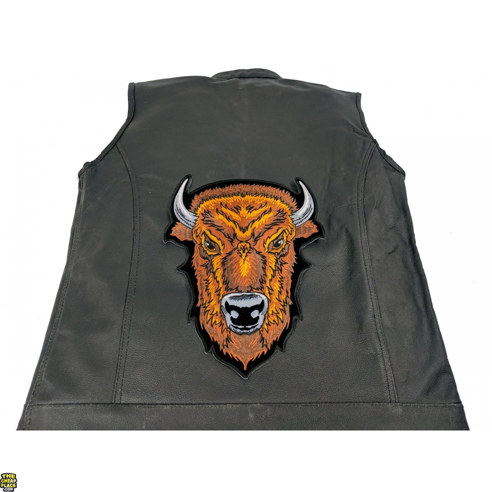 Large Brown Buffalo Head Patch | Embroidered Patches