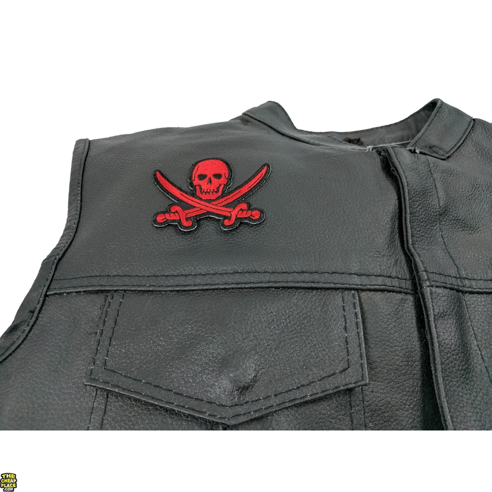 Red Pirate Sword Skull Patch | Embroidered Patches
