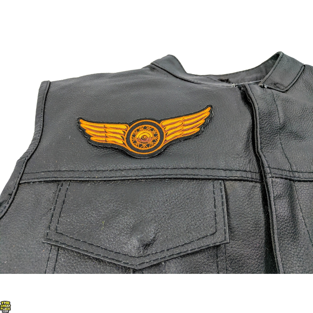 Winged Wheel Small Orange Patch | Biker Patches -TheCheapPlace