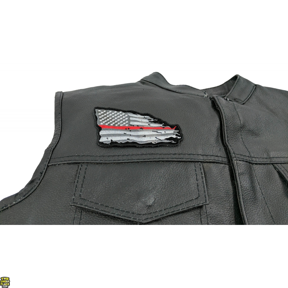 Thin Red Line American Tattered Flag Patch - TheCheapPlace