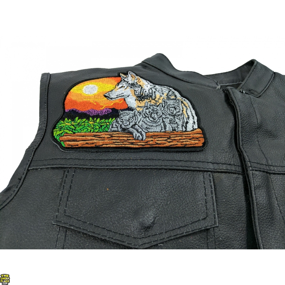 Wolf And Cubs Medium 6 Inch Patch | Embroidered Patches