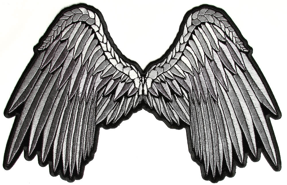 Angel Wings Beautifully Embroidered In Gray Large Back Patch | Angel ...
