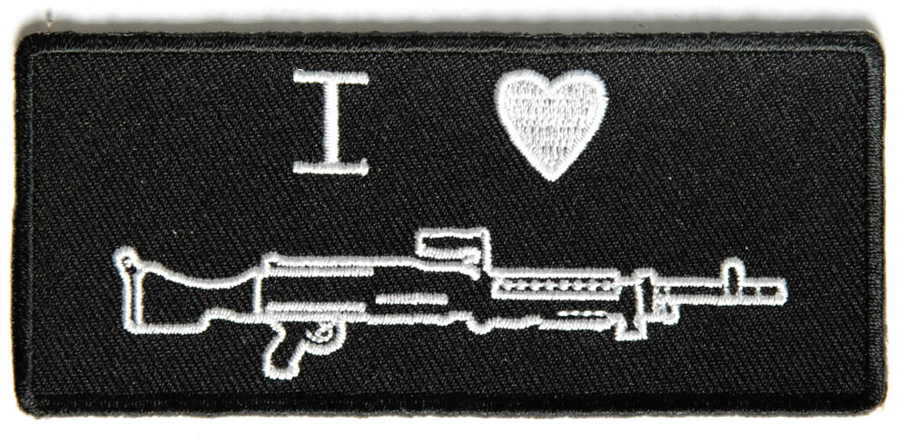 I Heart Machine Gun Patch | Embroidered Patches by Ivamis Patches
