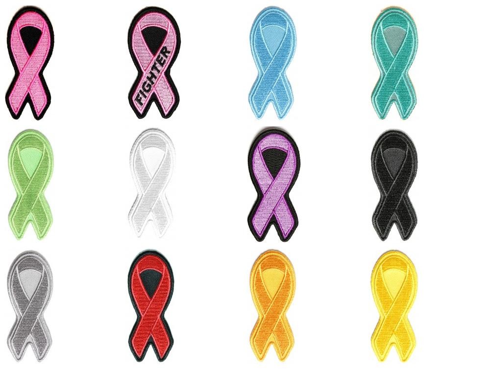 Awareness Ribbon Patches Set Of 12 Different Colored Embroidered Iron ...