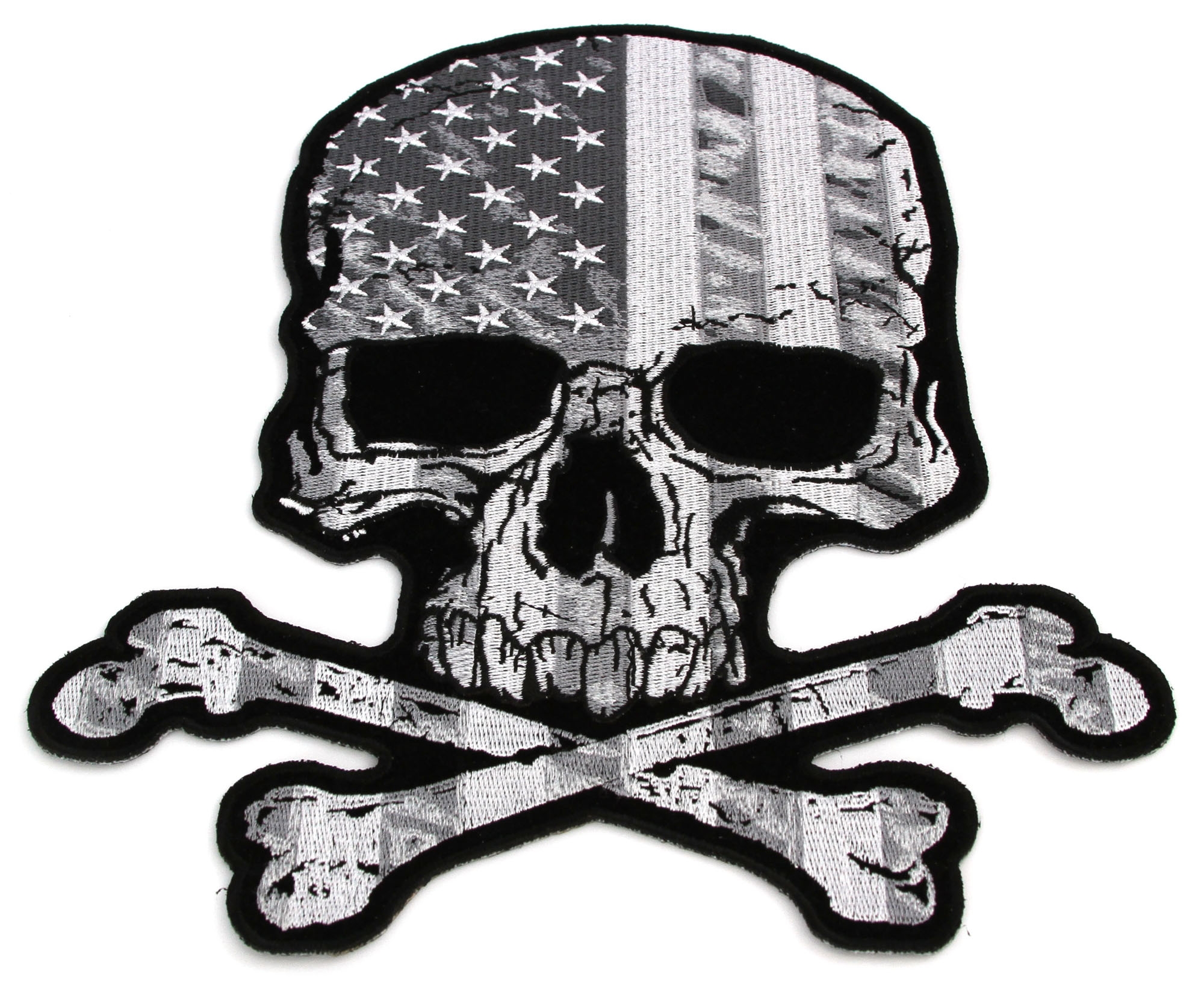Subdued American Flag Skull Back Patch