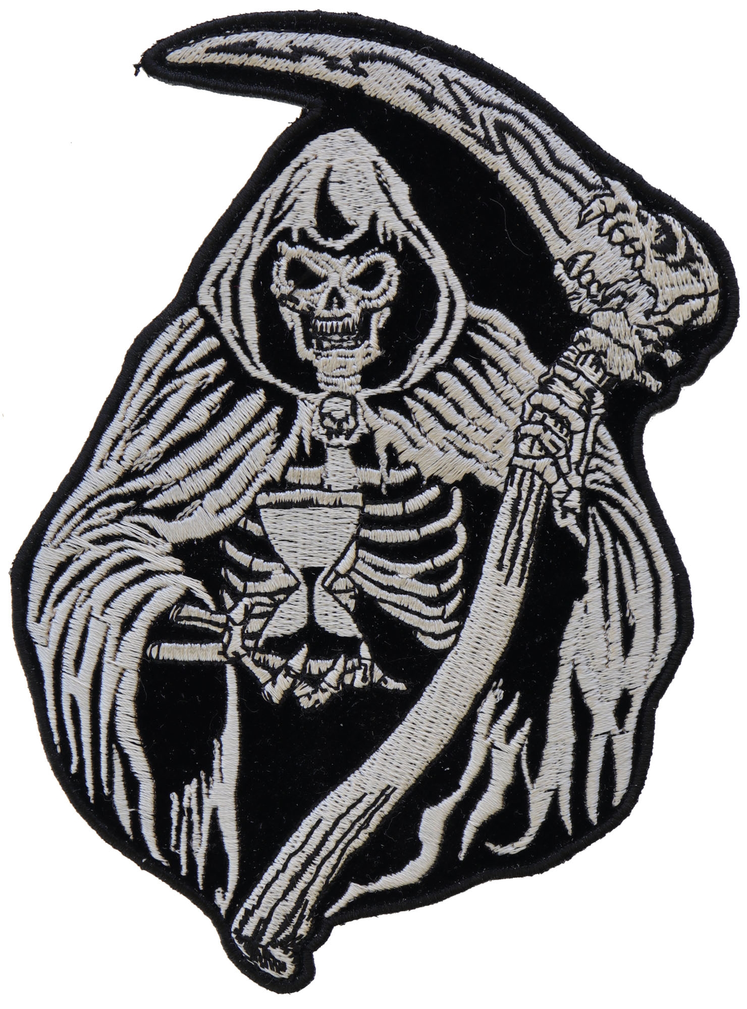 Sand Clock Reaper Skull Patch, Biker Skull Patches by Ivamis Patches