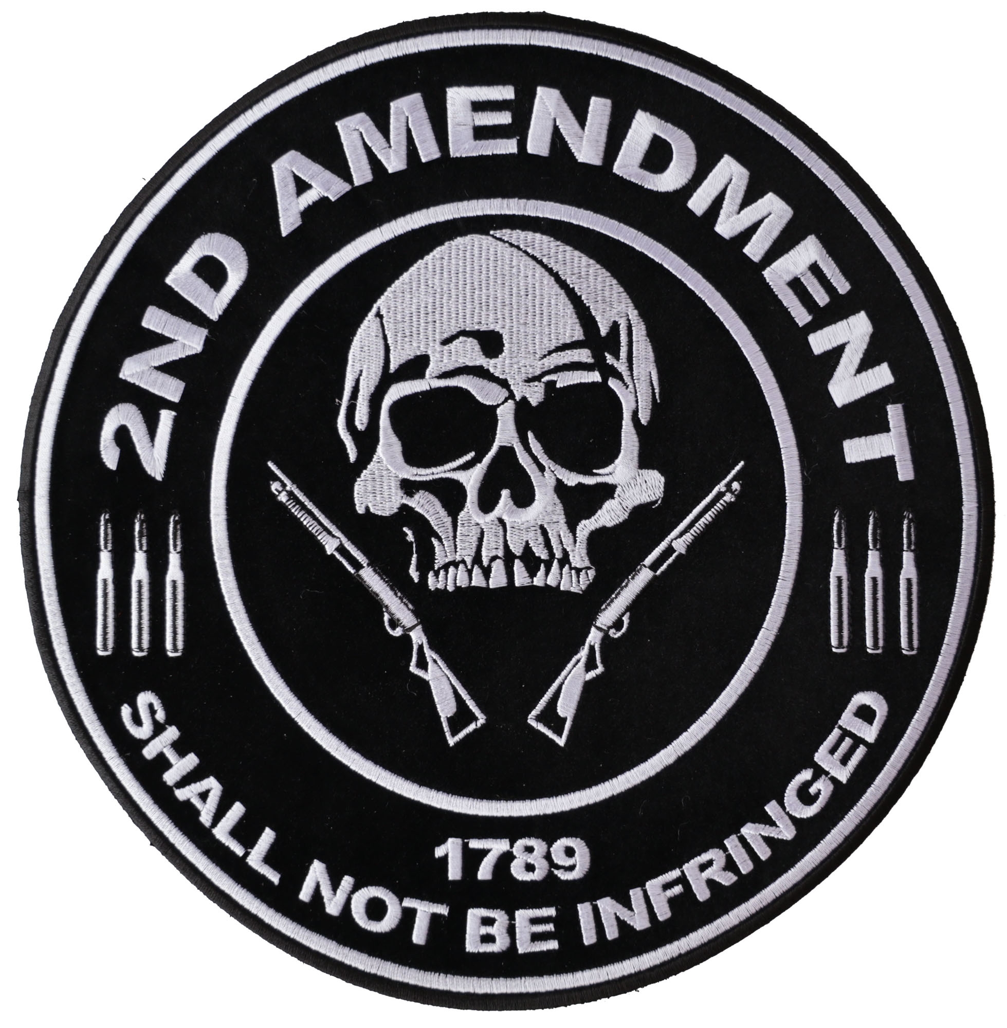 2nd Amendment Shall Not Be Infringed 1789 Skull Patch, Large Patriotic ...