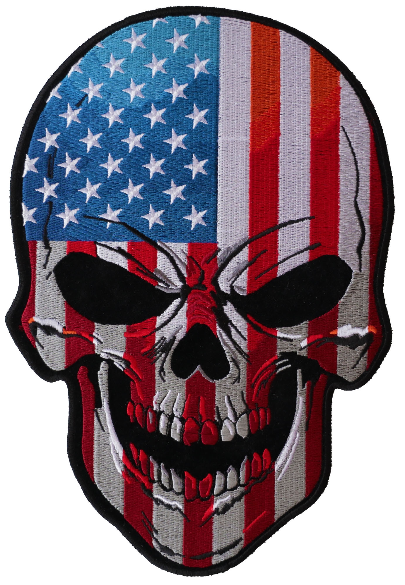 American Flag Skull Patch, Large Skull Patches for Biker Jackets by ...