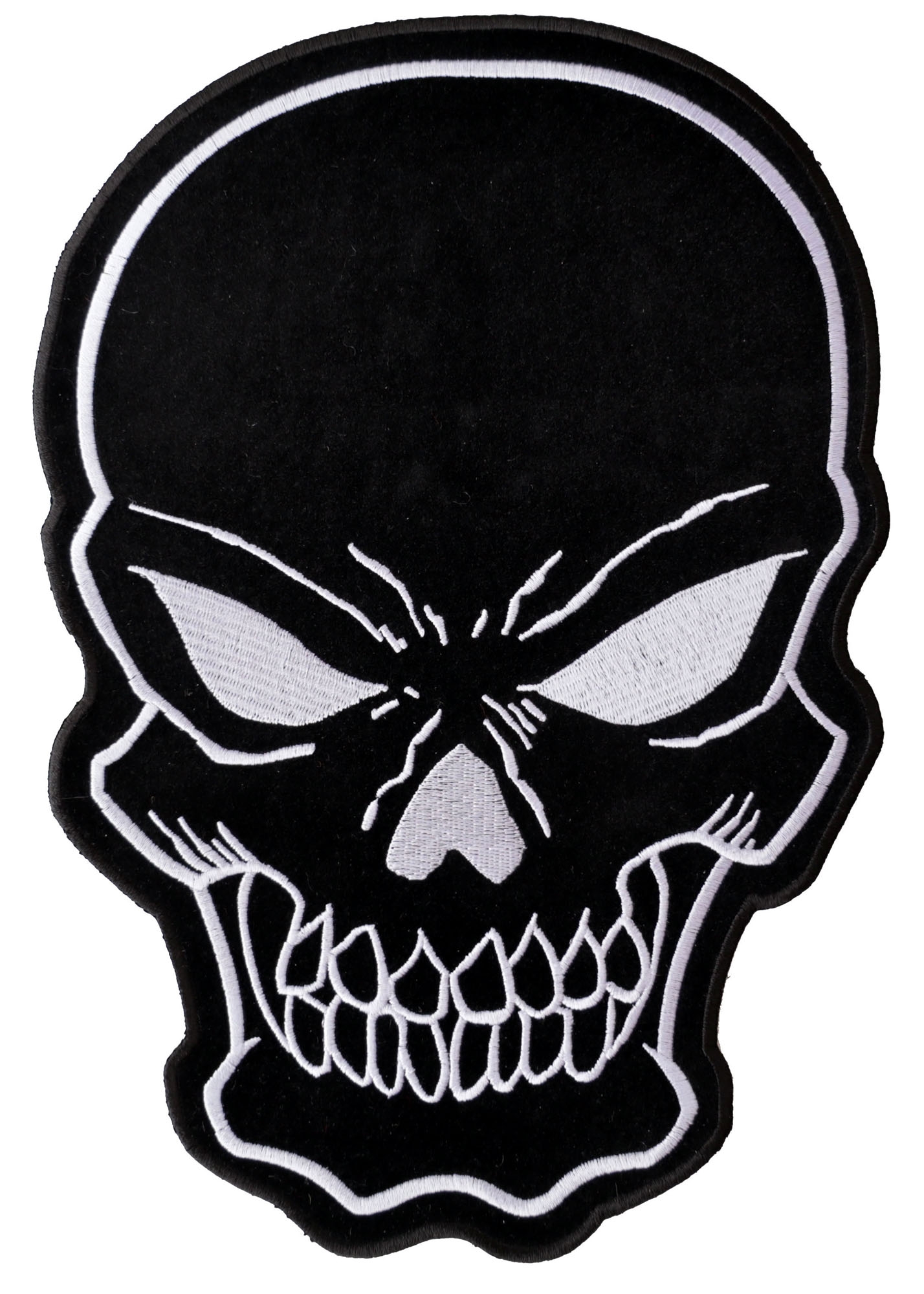 Black Skull Patch, Large Skull Patches for Biker Jackets by Ivamis Patches