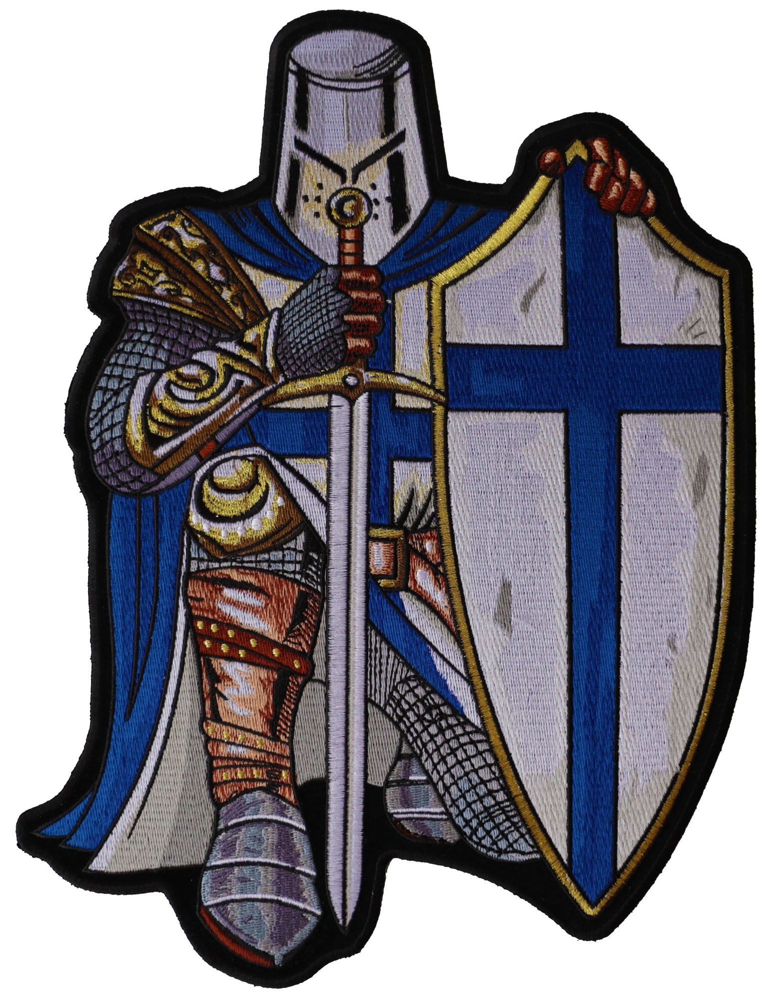 Blue Knight Kneeling Knight Patch, Large Christian Back Patches by ...