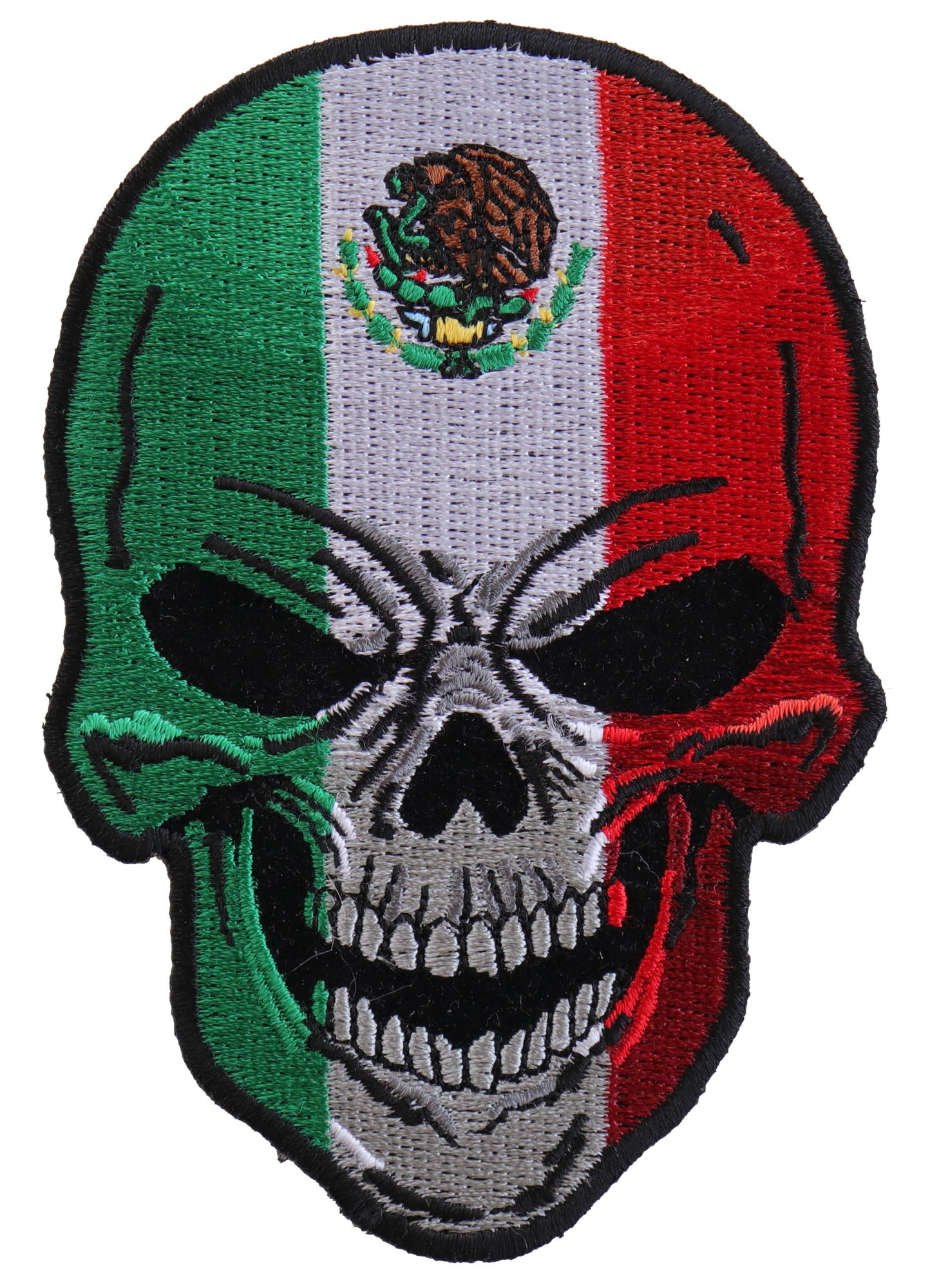 Mexican Flag Skull Patch, Skull Patches by Ivamis Patches