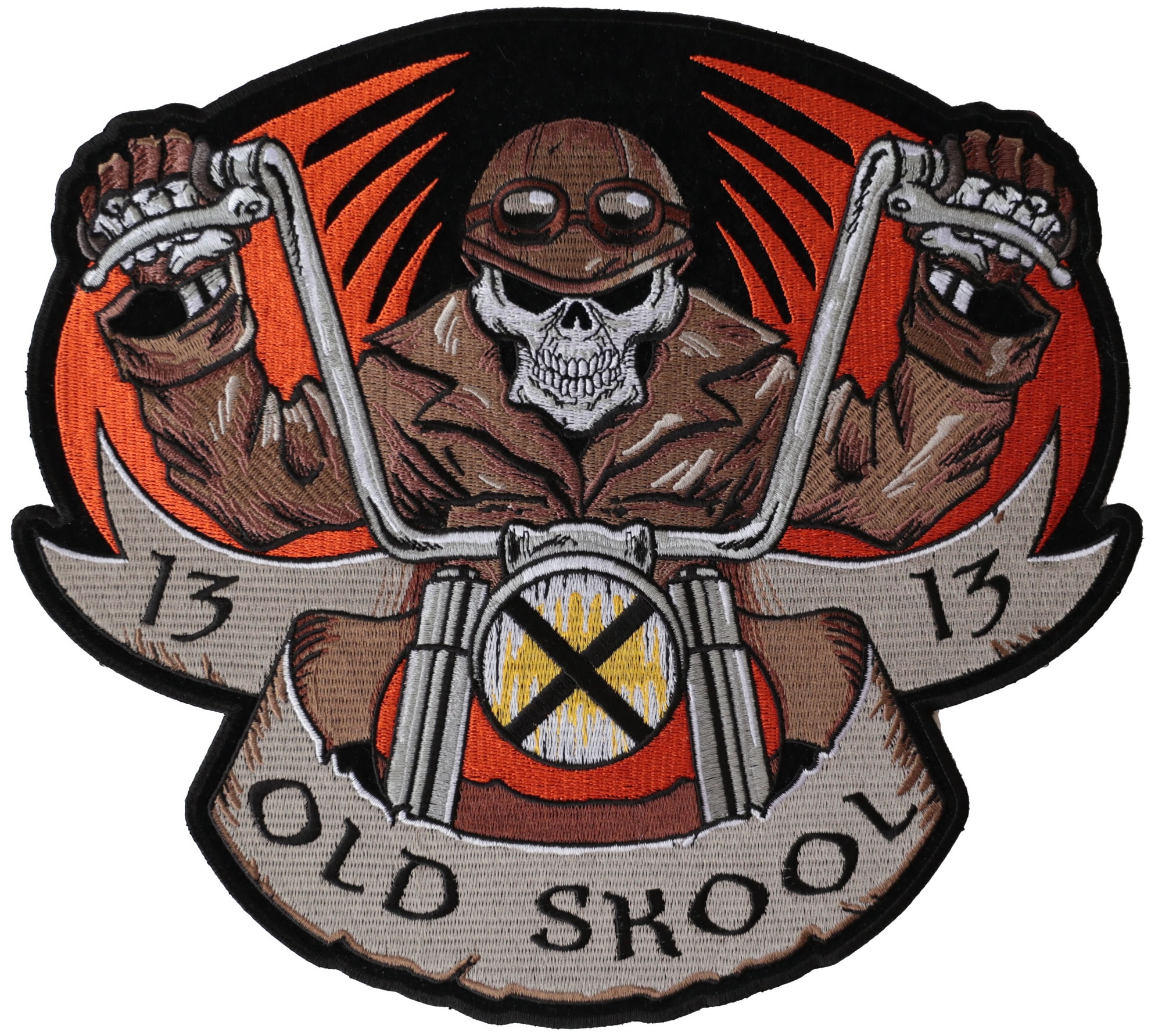 Old Skool Chopper 13 Skull Patch, Large Skull Patches for Biker Jackets ...