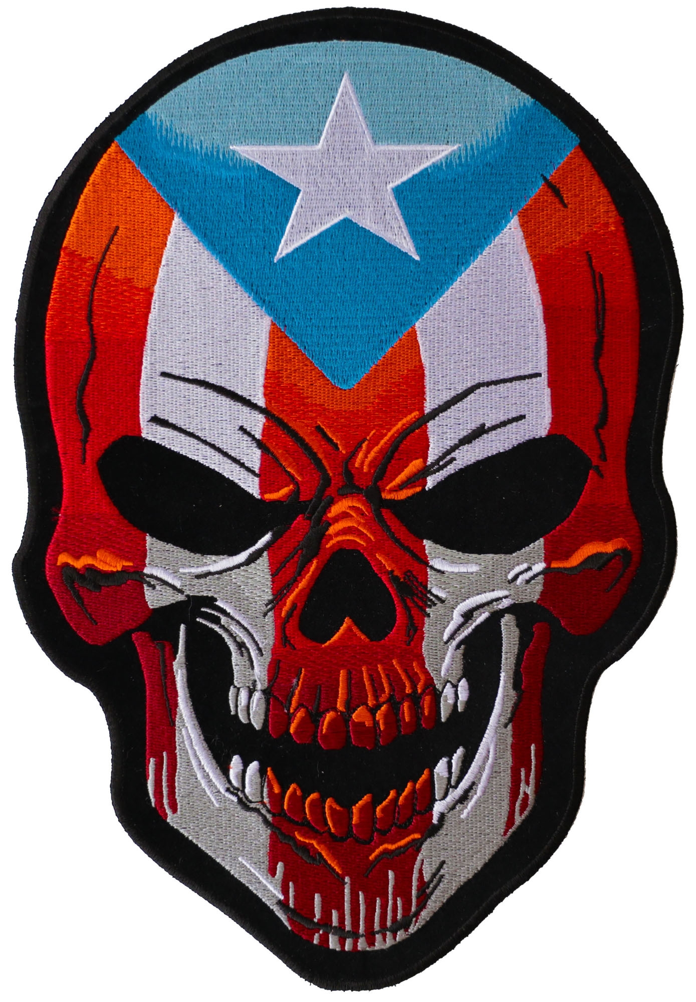 Puerto Rico Flag Skull Patch, Large Skull Patches by Ivamis Patches