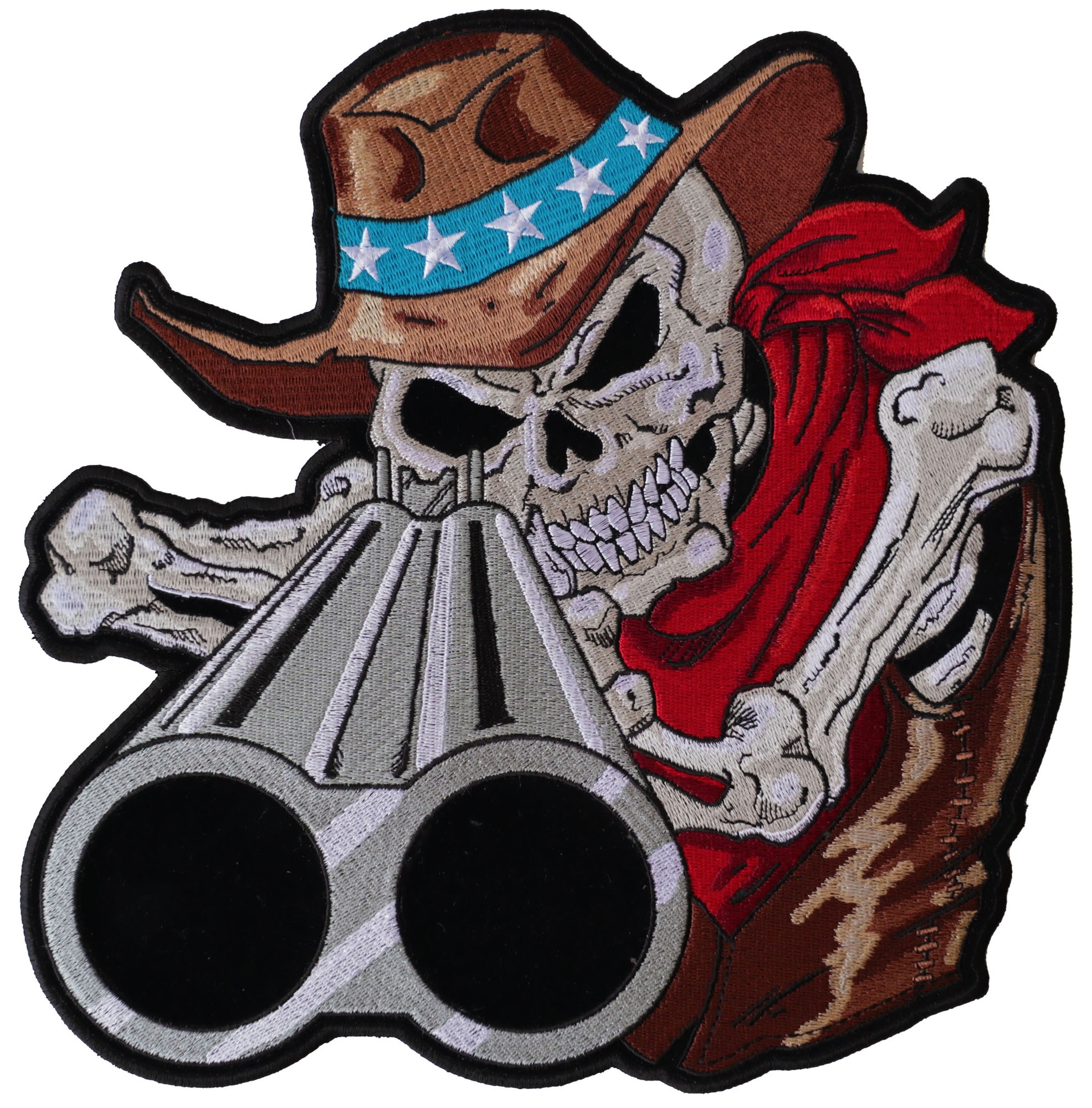 Cowboy Hat Skull and Shotgun Patch, Large Skull Patches for Biker ...