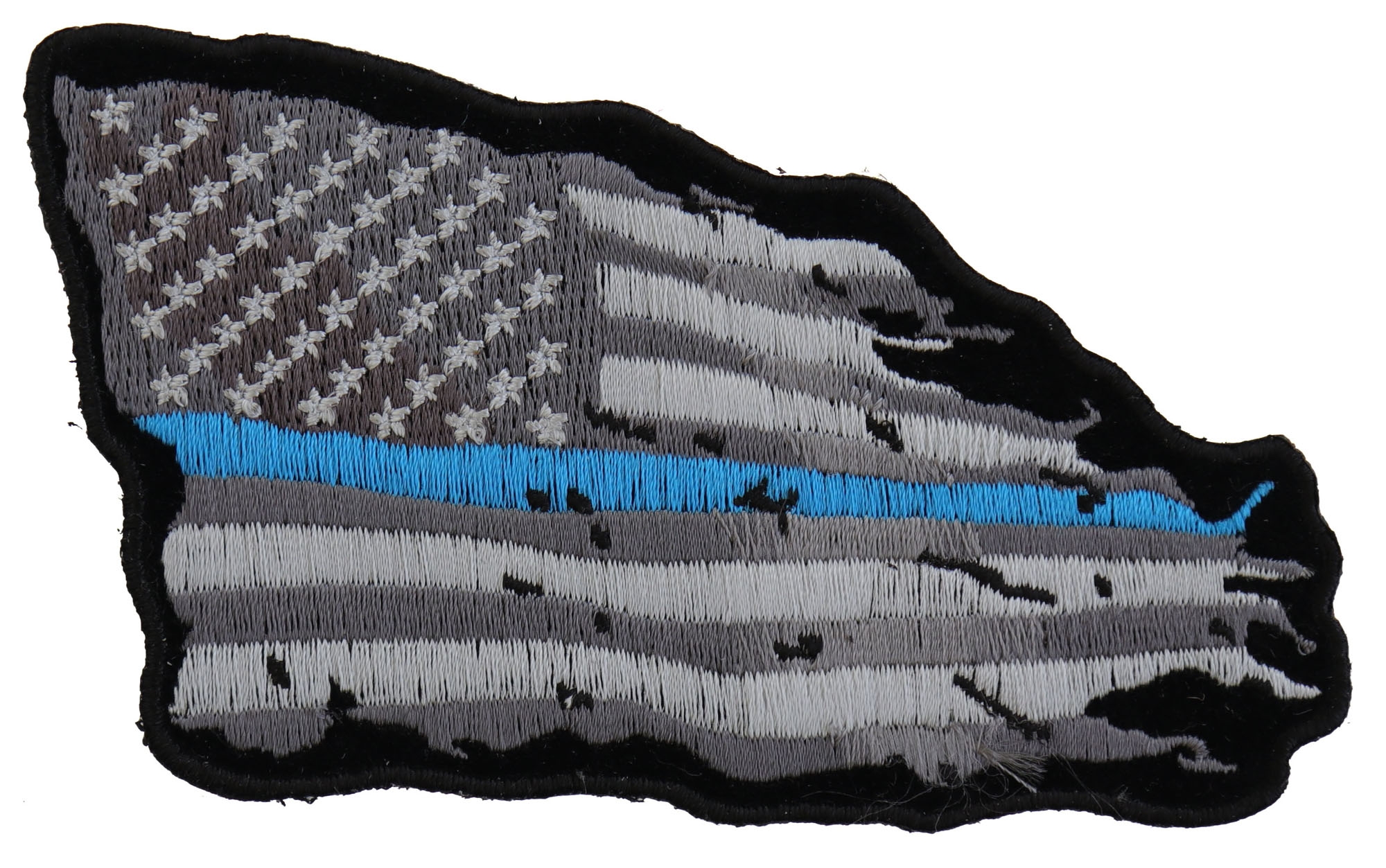 Thin Blue Line American Tattered Flag Patch by Ivamis Patches
