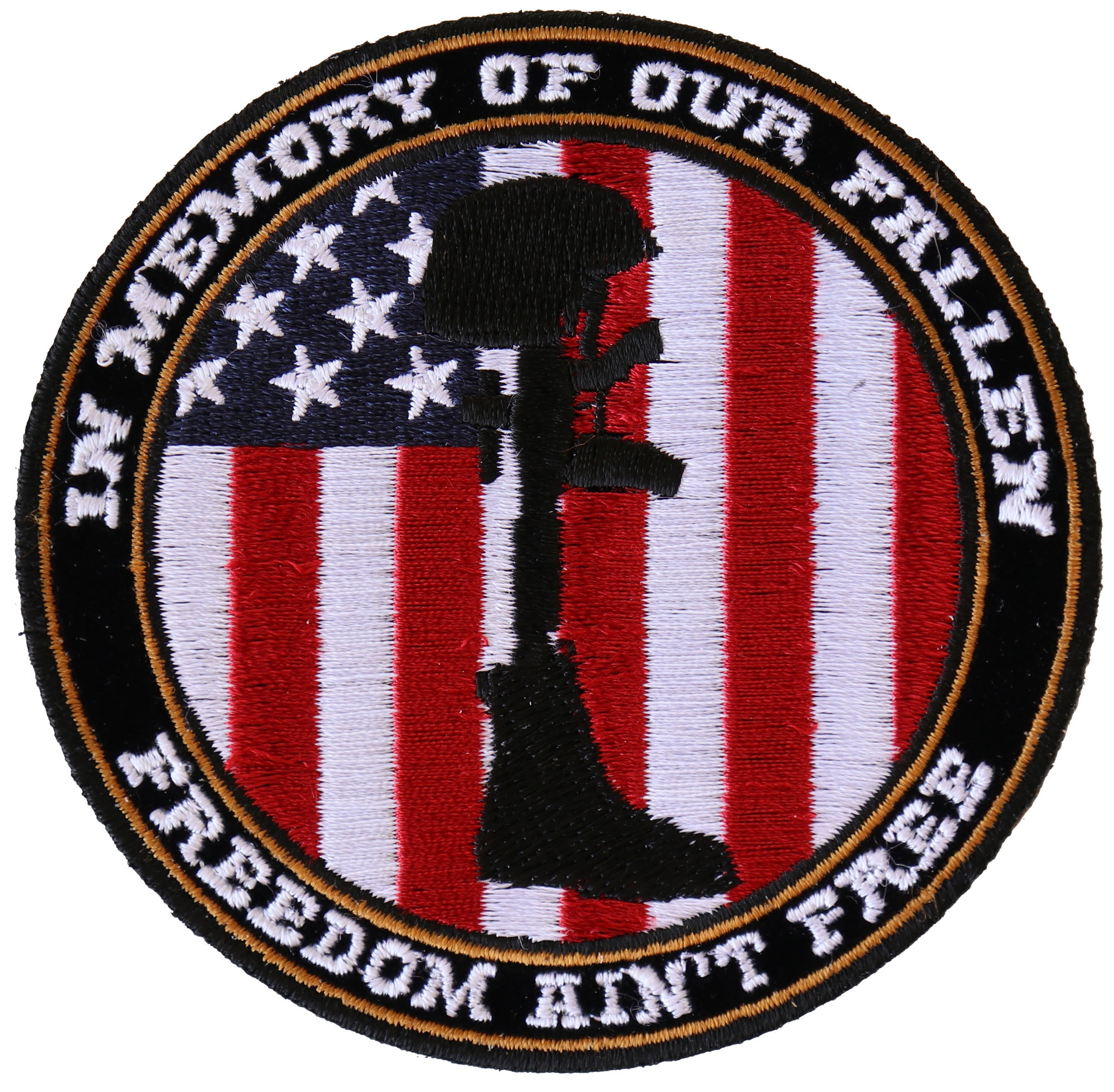 Freedom Ain't Free In Memory of Our Fallen Boot Rifle Helmet Patch by ...
