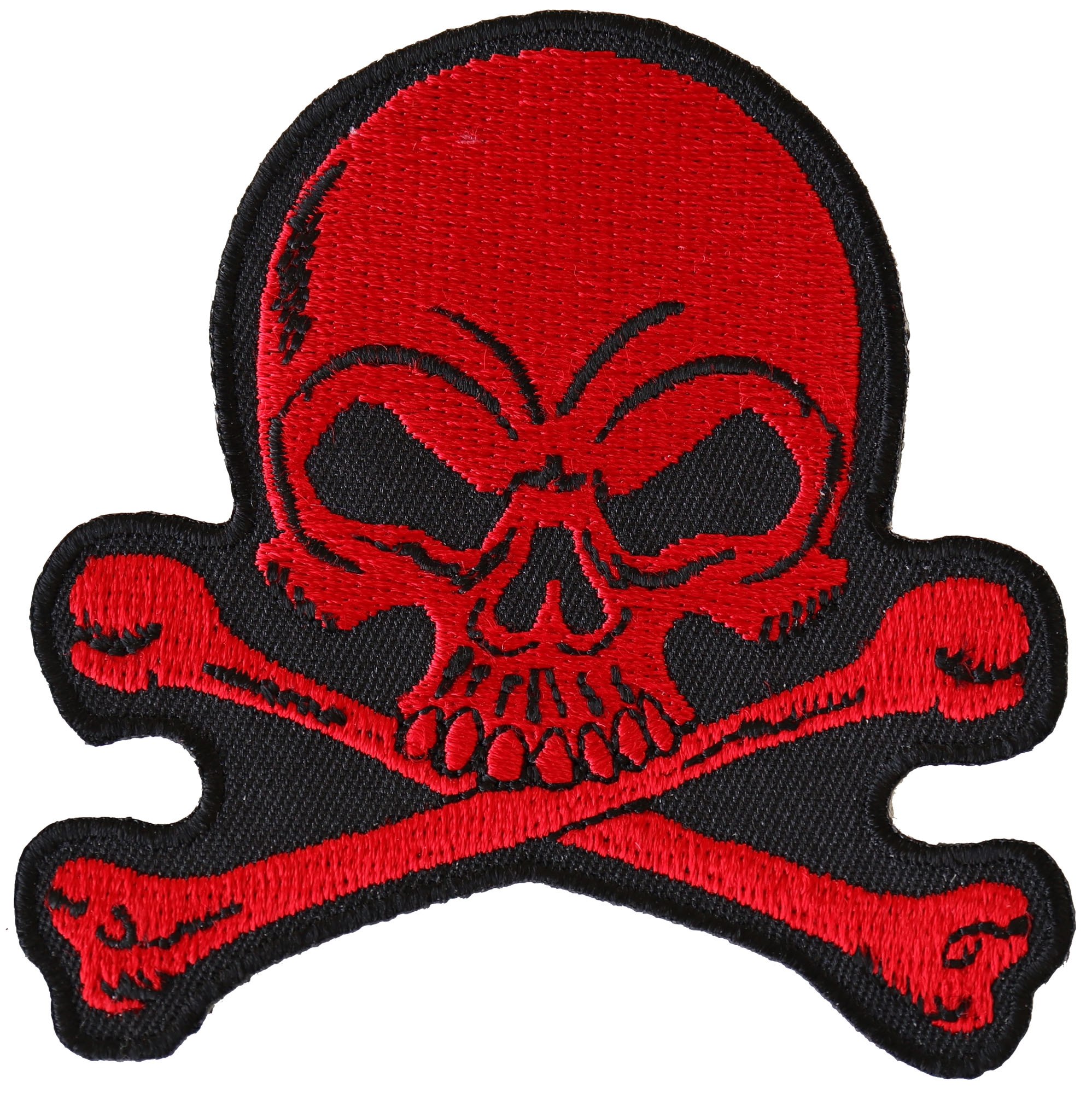 Red Skull and Crossbones Patch, Biker Skull Patches by Ivamis Patches