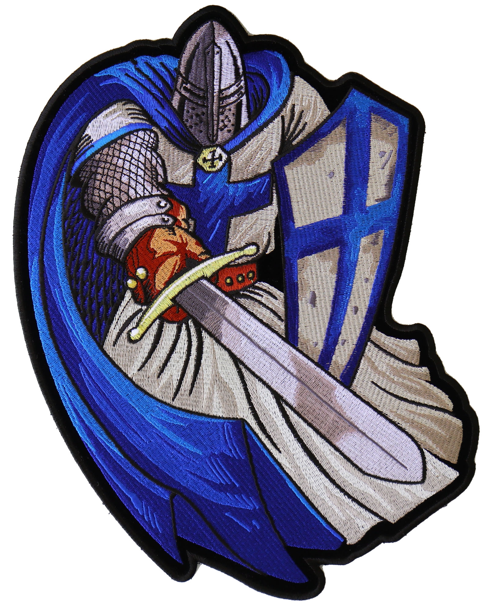 Blue Caped Knight with Sword Patch, Large Christian Back Patches by ...