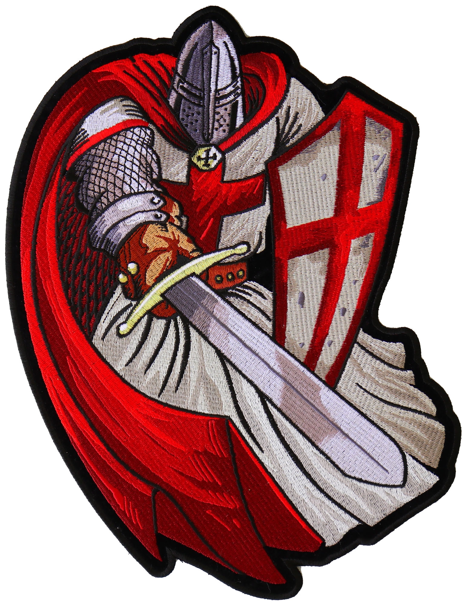 Red Caped Knight with Sword and Shield Patch, Large Christian Back ...