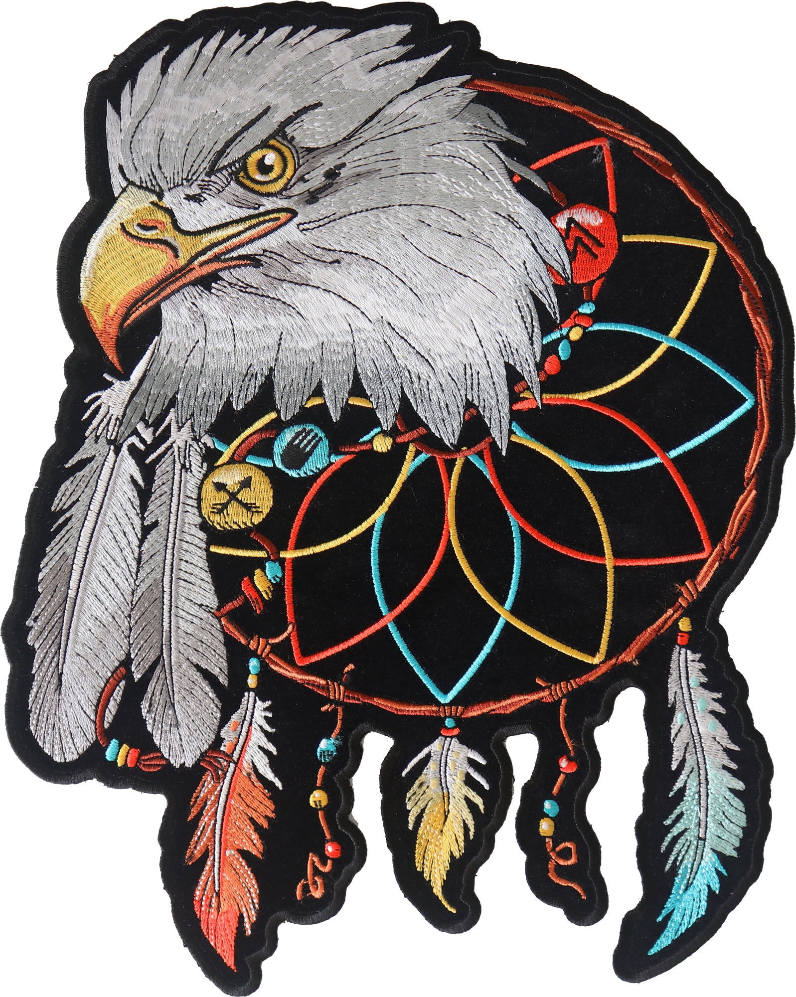 Eagle and Feathers in Dream Catcher Patch, Large Eagle Patches for ...