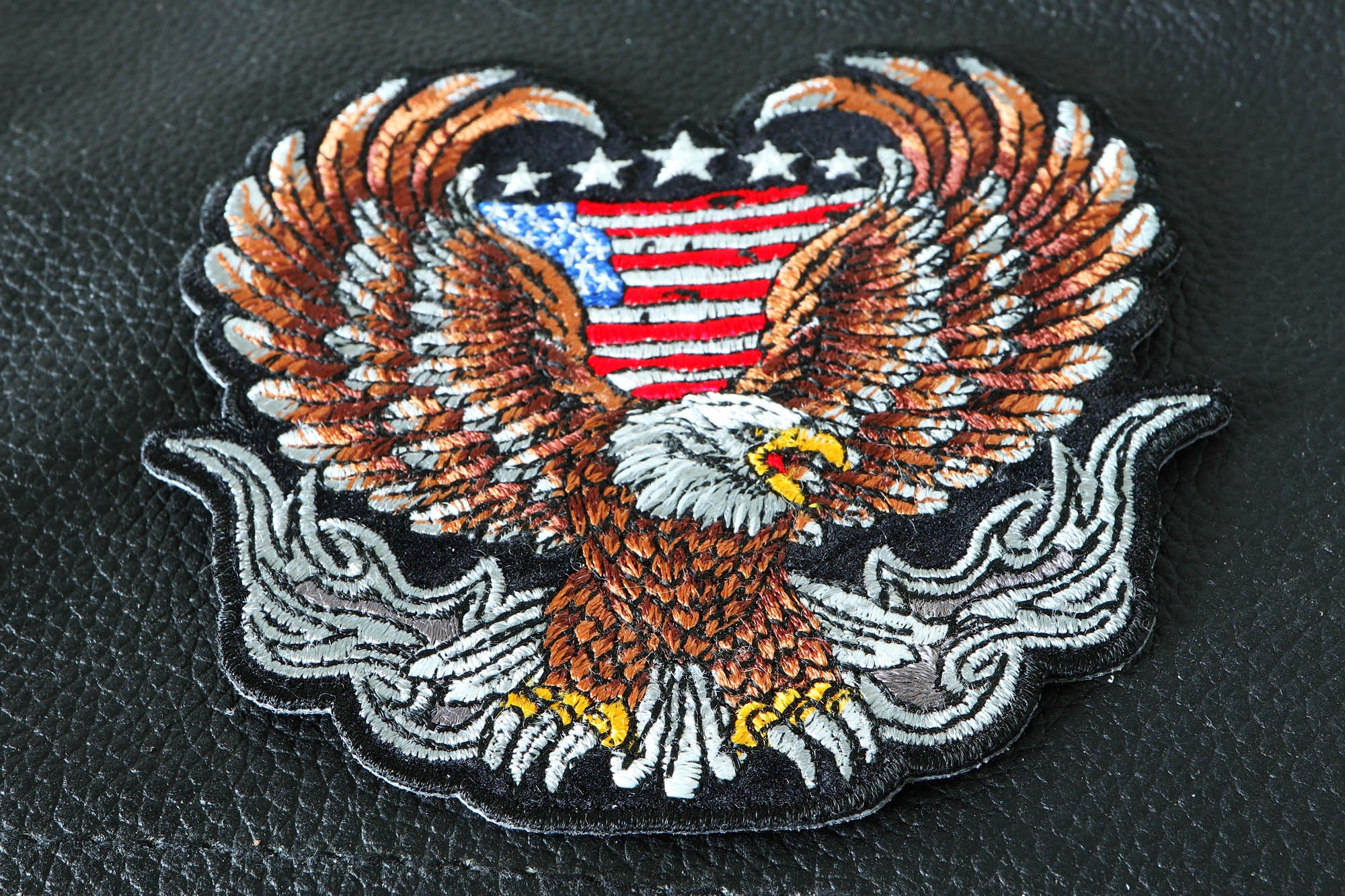 Patriotic Biker Eagle Iron-on Patch for Jackets by Ivamis Patches