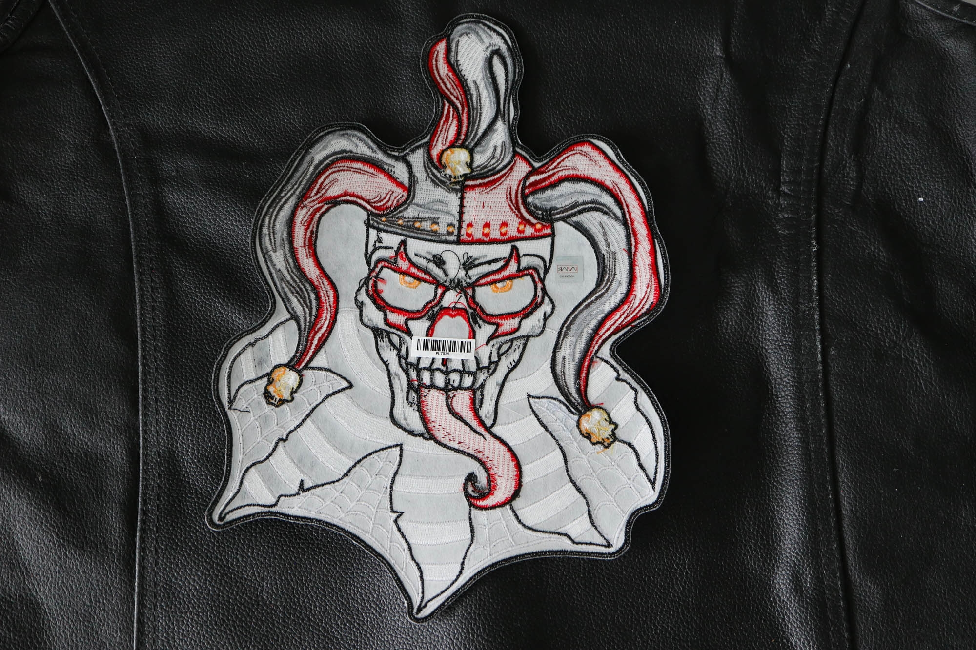 Jester Skull Patch, Large Skull Patches for Biker Jackets by Ivamis Patches