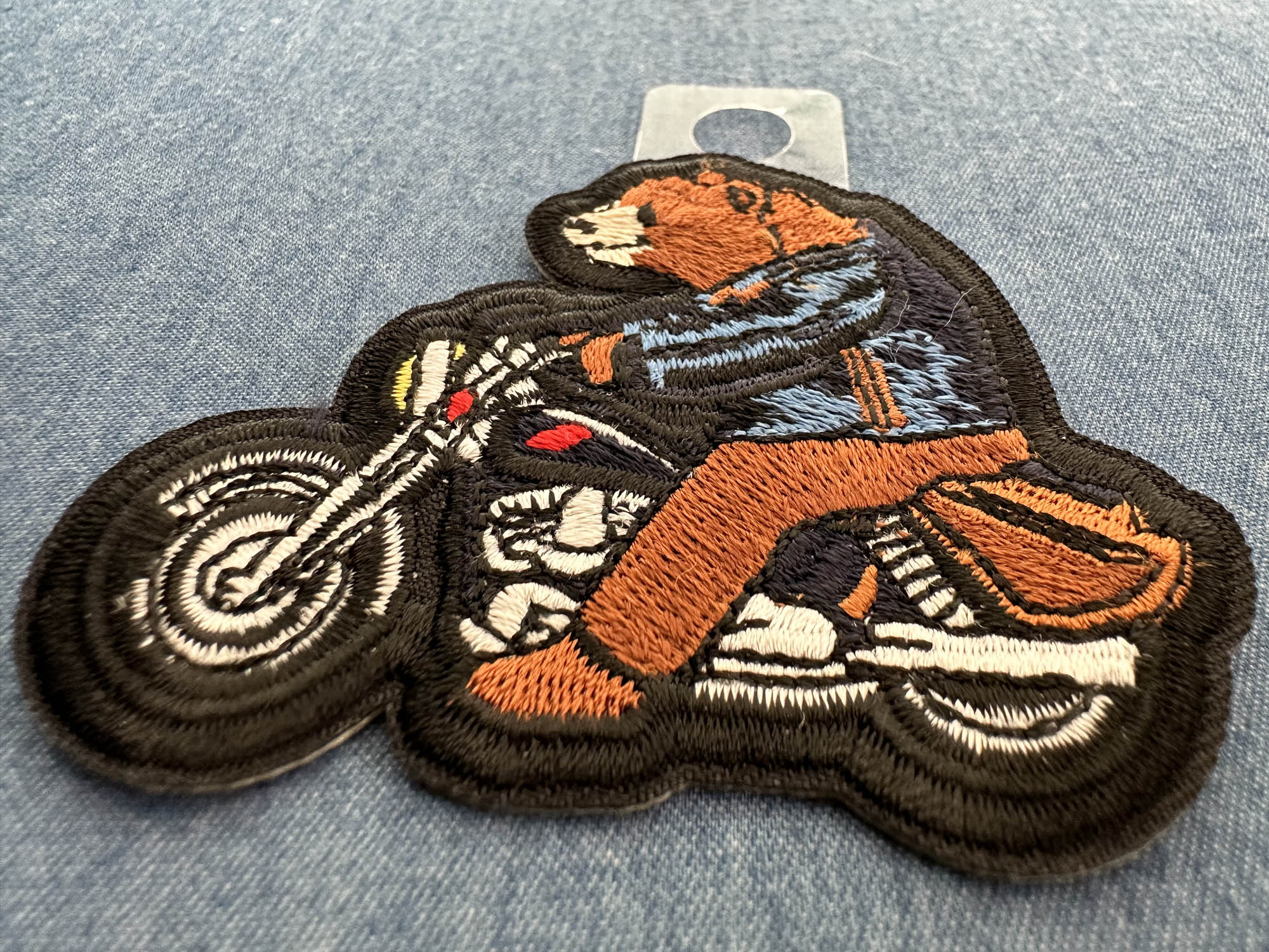 Bear on Motorcycle Patch, Biker Vest Patches, Sew or Iron on Patch by ...
