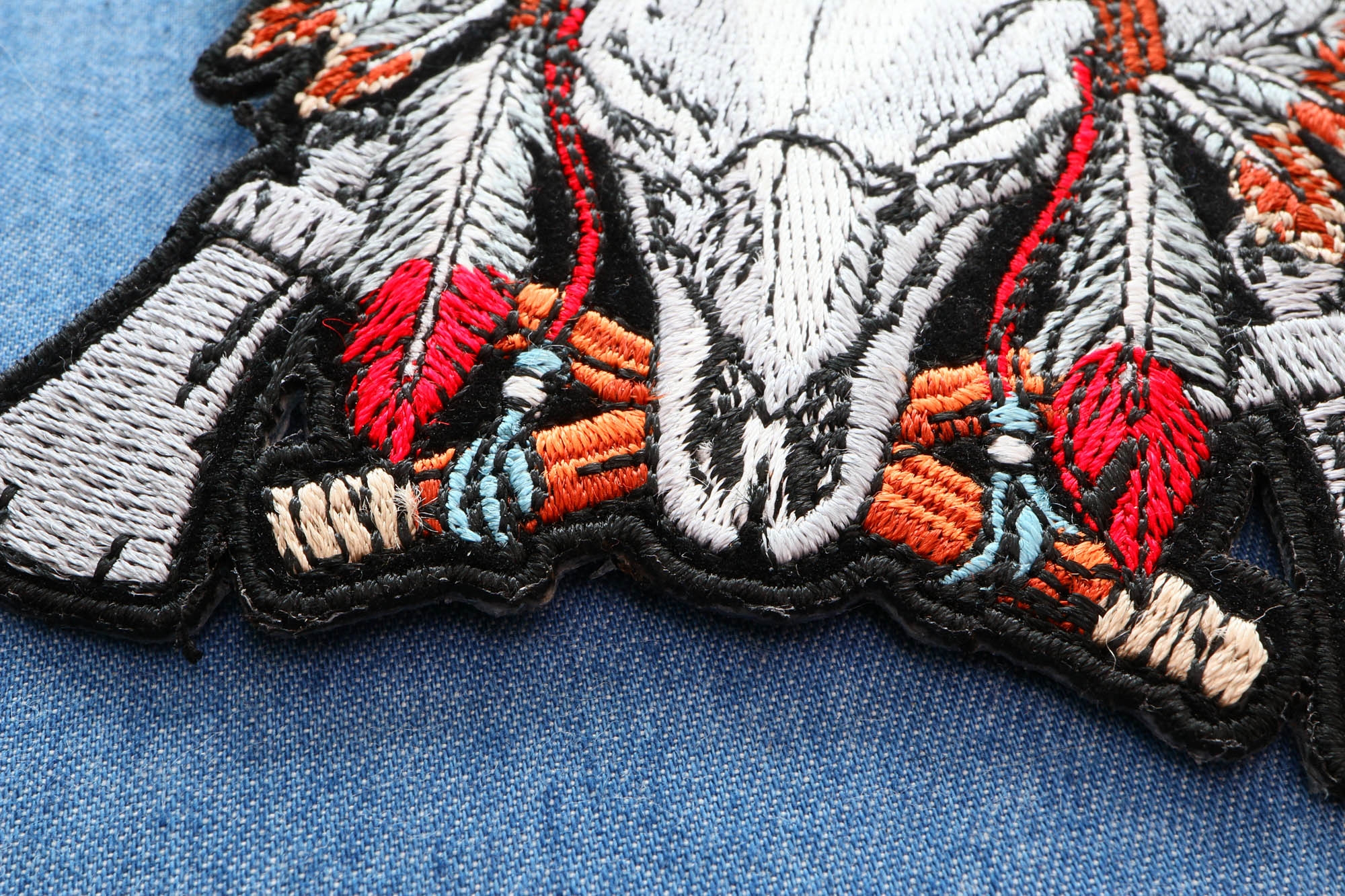 Tribal Head Dress and Axes on Animal Skull Patch, Indian Patches by ...