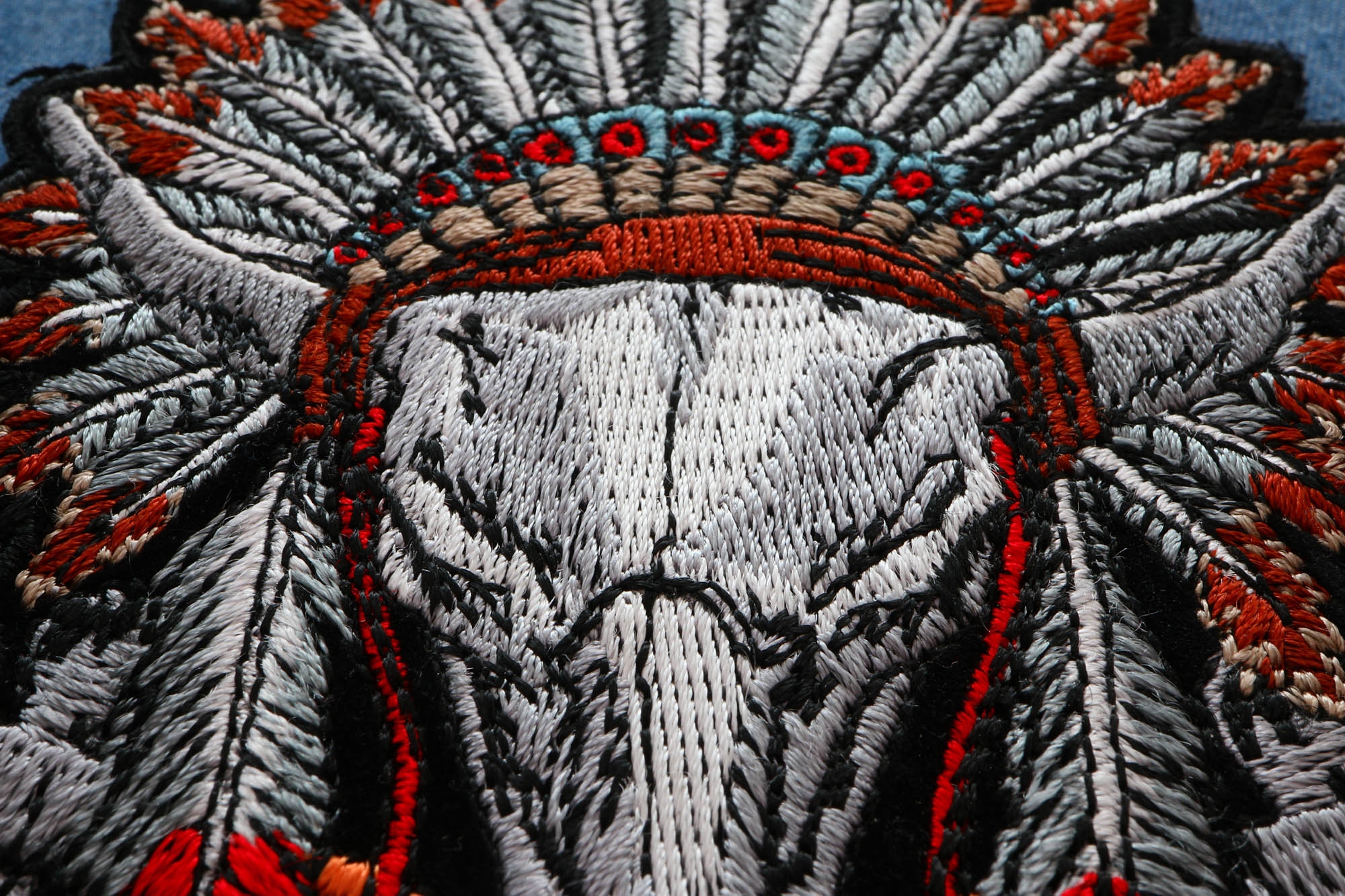 Tribal Head Dress and Axes on Animal Skull Patch, Indian Patches by ...