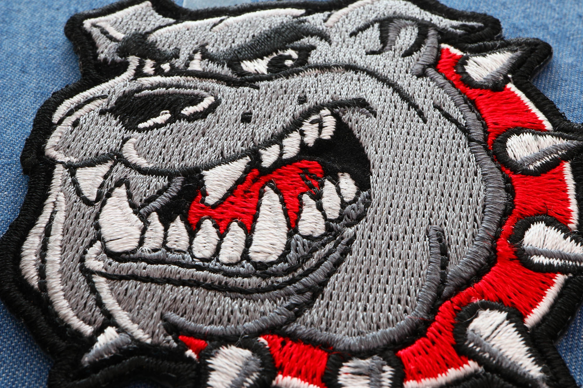 Bulldog Red Collar Iron on Patch by Ivamis Patches